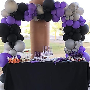 Enanal Purple TV Drama Themed Balloon Garland Arch Kit, 151pcs Black and Chrome Purple Silver Balloons with 4D Foil Balloons for Halloween Gothic Themed Party Supplies Birthday Party Decoration