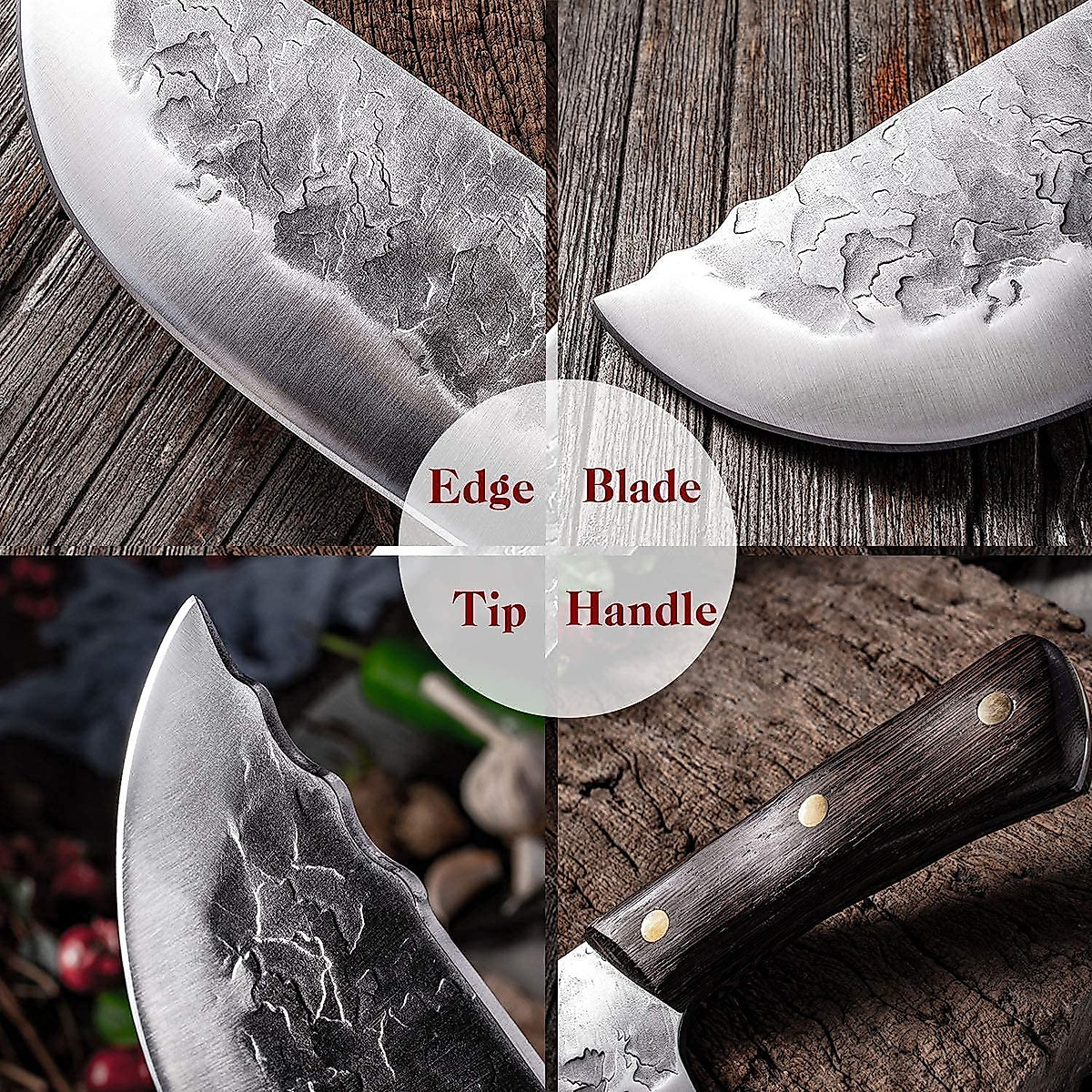 Vegetable and Meat Cleaver knife Full Tang Butcher Knife Kitchen Knife Set Chef Knife Pack