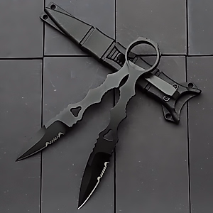 Portable Knife 6.7 Inch 440C Fixed Blade Outdoor Camping Portable Straight Knife With Kydex Sheath The Knife Comes In Black And White (Black)