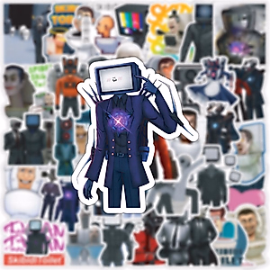 Skibidi Toilet Stickers,Cool Game Decals for Kids Teens Adults, 50pcs Vinyl Waterproof wangsying Decals for Laptop and Water Bottle Phone,Bike,Skateboard,Travel Case. (skibidi toilet-50pcs)