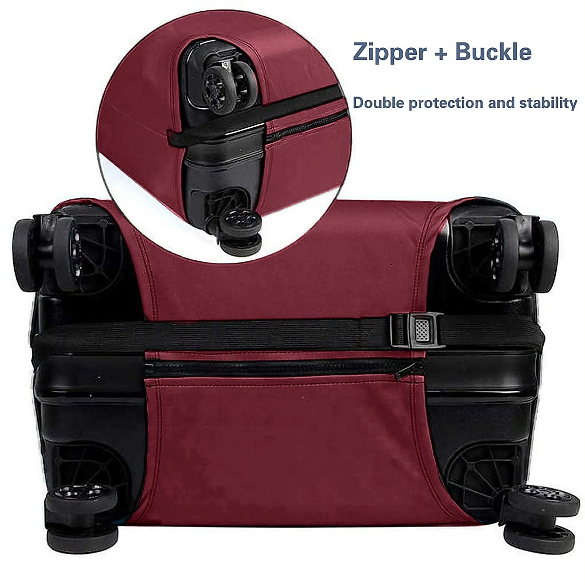 Travel Luggage Cover Red Printed with Pocket Suitcase Cover Fits 26-28 Inch