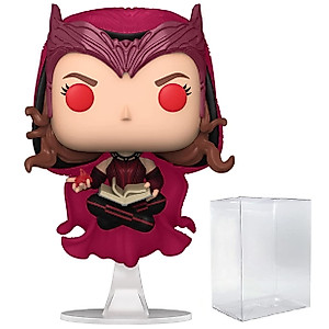 POP Marvel: WandaVision - The Scarlet Witch Glow-in-The-Dark Exclusive Funko Vinyl Figure (Bundled with Compatible Box Protector Case), Multicolored, 3.75 inches