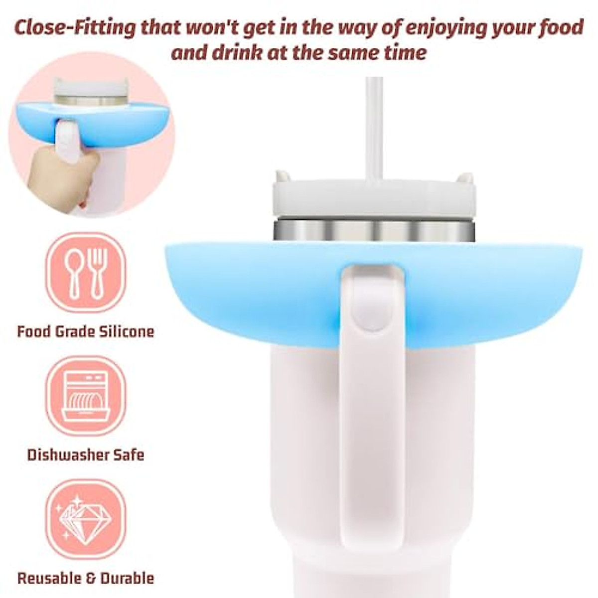 JIERUYI Snack Bowl for Stanley 40oz Tumbler with Handle Compatible with Stanley (Pink)