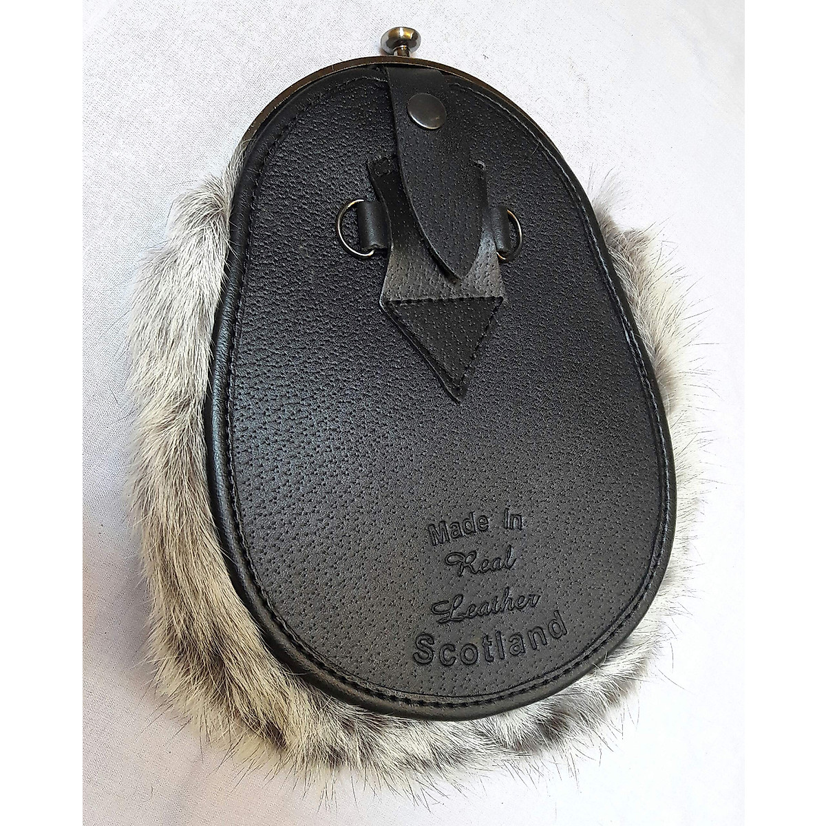 Generic Men's Scottish Kilt Dress Sporran Rampant Lion Cantle & Tassels Caps (free belt), Gray, Standard