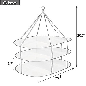 Looca 3-Tier Folded Mesh Clothes Hanging Dryer Sweater Drying Rack 30.3" L * 24.5" W*30.7" H