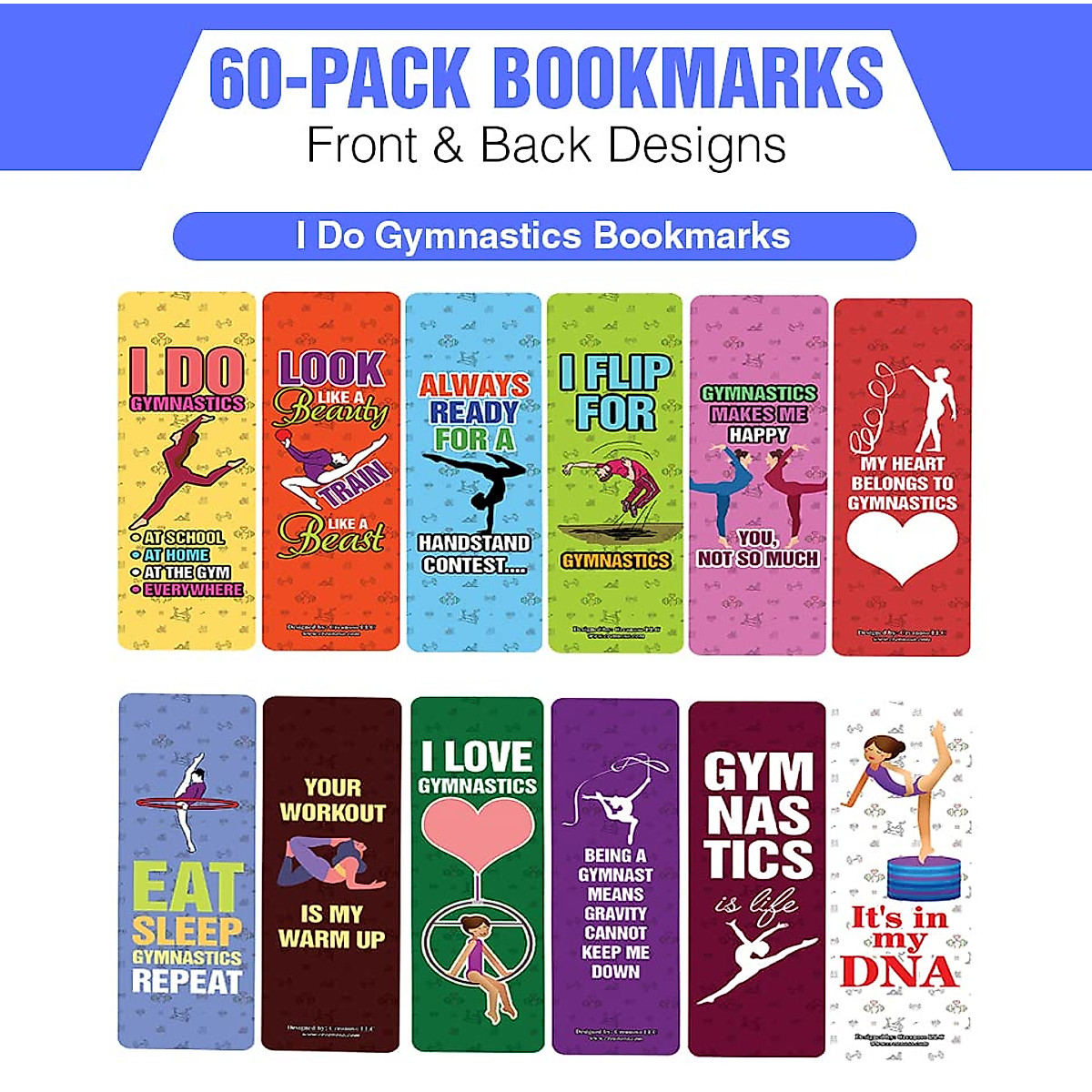 Creanoso I Do Gymnastics Bookmarks (10-Sets X 6 Cards) – Daily Inspirational Card Set – Interesting Book Page Clippers – Great Gifts for Adults and Teens