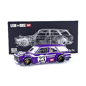 Datsun KAIDO 510 Wagon Carbon Fiber V1 Purple Kaido House 1/64 Diecast Model Car True Scale Miniatures KHMG062