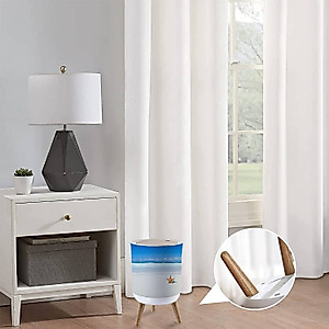 LGCZNWDFHTZ Small Trash Can with Lid for Bathroom Kitchen Office Diaper Caribbean Starfish Sand Beach Bedroom Garbage Trash Bin Dog Proof Waste Basket Cute Decorative