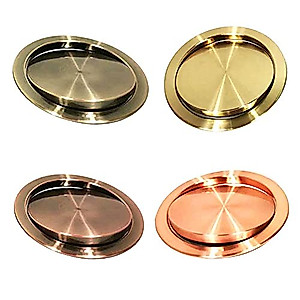 Q/A Stainless Steel Garbage Lid Round Recessed Counter Top Cover Trash Bin Built-in Balance Flap Auto Flap Trash Grommet Flexible Swing Trash Can Lid Accessory Kitchen Garbage Use (Titanium Gold)