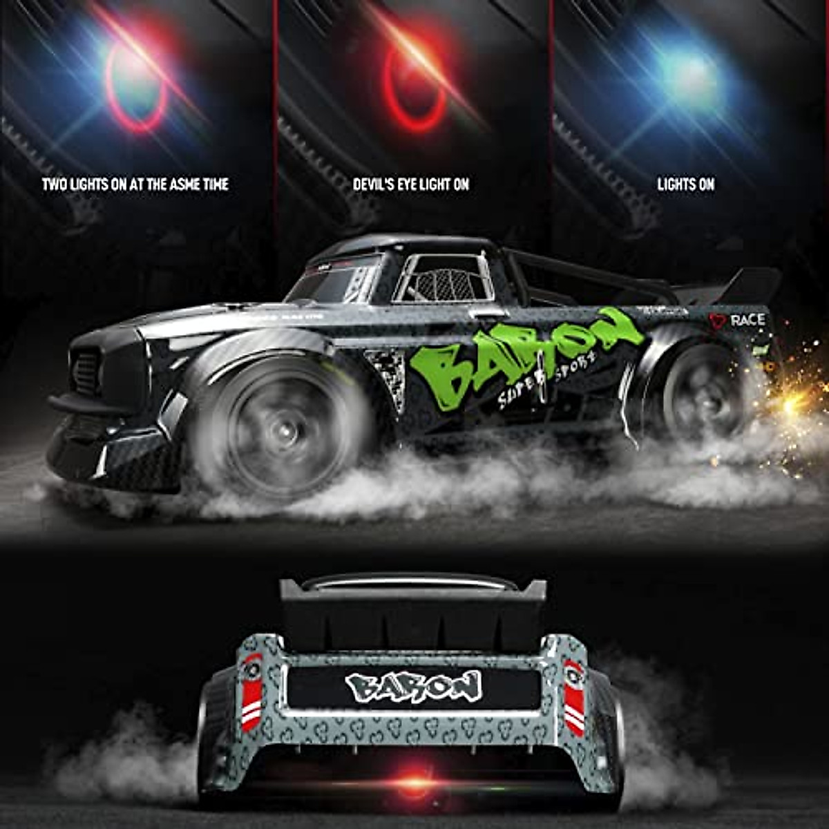 Supdex High Speed RC Drifting Car, 1:16 20MPH Remote Control Car for Drift and Race, ESP 2.4Ghz Proportional Throttle & Steering Control 4WD Racing Trucks with Led Lights for Adults and Kids