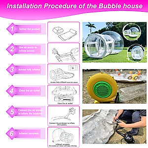 Inflatable Bubble House with 750w Blower, 550w Hand Pump, Reihipun Bubble Tent 10FT Waterproof Transparent Dome 6FT Tunnel for Home Party, Malls, Parks Event Exhibition
