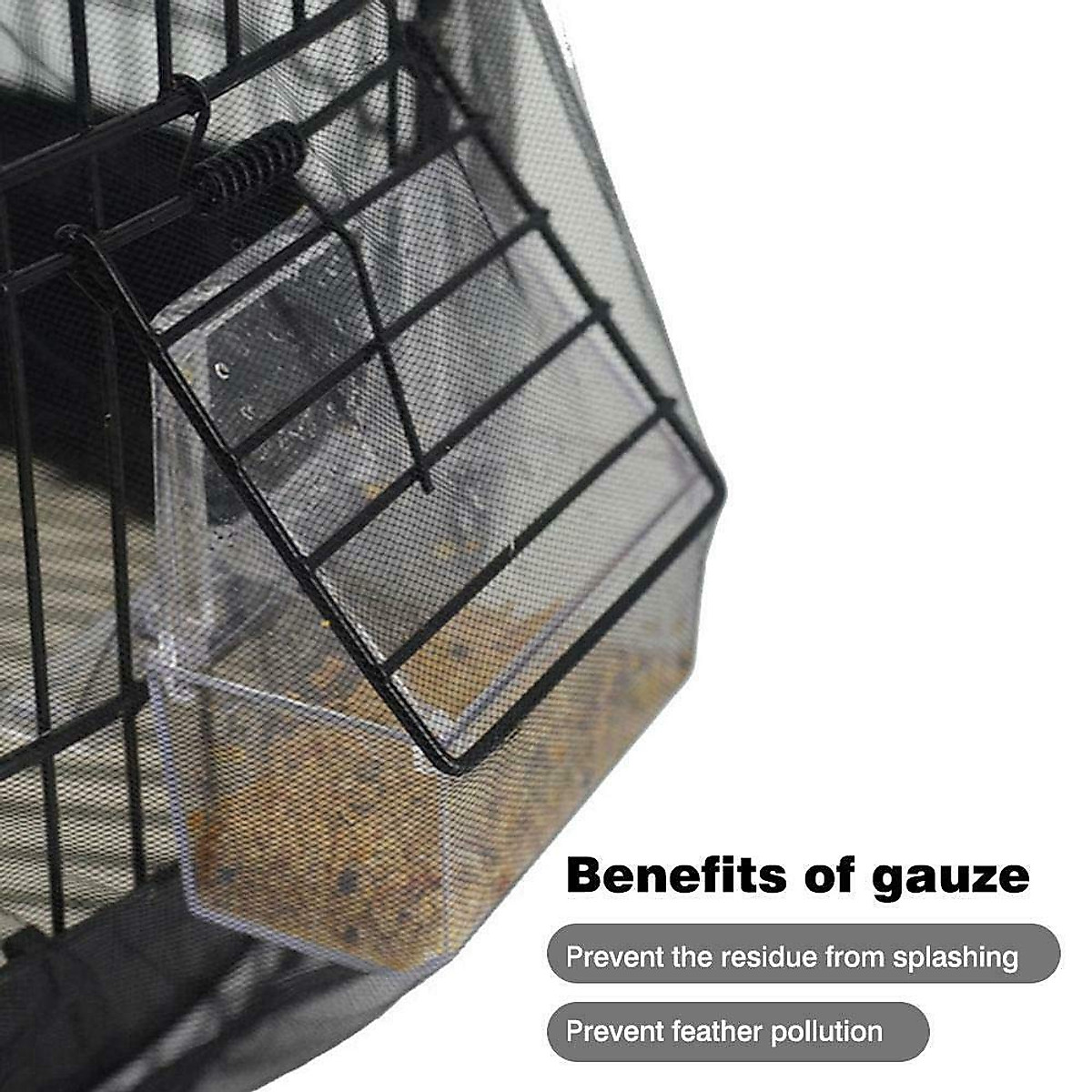 Universal Bird Cage Seed Catcher,Seed Catcher Guard Net Cover,Parrot Nylon Mesh Net Cover,Soft Airy Cage Net Stretchy Skirt for Round Square Cage Father'Day Gift(Circumference 40 inch to 63 inch，Black