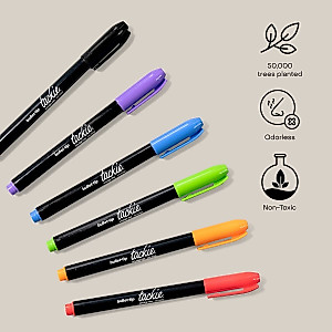 M.C. Squares Tackie Markers Set | Smudge Free Wet Erase Pens for Writing on Dry Erase, Acrylic, Glass, Metal, White Boards | Erasable with Water | Bullet Point Tip | 6 Bright Colors