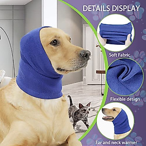 VETIN 2 Pcs Dog Earmuffs, Dog Snood for Dog Neck and Ears Warmer, The Grooming and Force Drying Miracle Tool for Anxiety Relief & Calming Dogs (L, Grey+Pink)