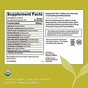 Banyan Botanicals Heart Formula – Organic Herbal Heart Health Supplement with Hawthorn Berry and ­­Guduchi – Supports Proper Function of The Heart* – 90 Tablets – Non-GMO Sustainably Sourced Vegan