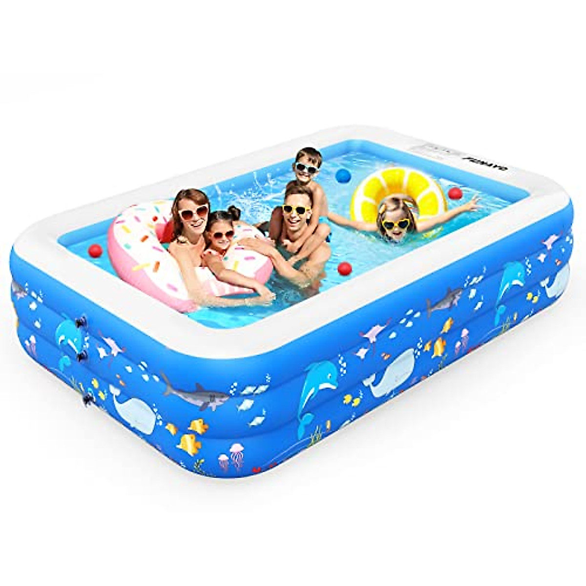 FUNAVO Inflatable Pool, 101" X71" X22" Blow Up Swimming Pools for Kids, Toddlers, Infant, and Adults, Full-Sized Family Kiddie Pool for Ages 3+, Outdoor, Garden, Backyard, Summer Water Party