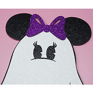 Halloween Boo Garland Banner 10Pcs Mouse Boo Banner, Glitter Spooky Ghost Banner for Mouse Theme Halloween Decoration