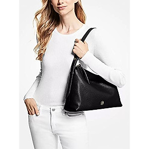 Michael Kors Shailene Medium Leather Hobo Shoulder Bag in Black