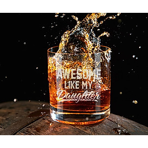 MINIVINE Gifts for Dad from Daughter - Christmas Gifts for Dad - Funny Gifts for Dads, Dad Gifts, Best Dad Birthday Gift, 10oz Whiskey Rock Glass (Awesome Like My Daughter)