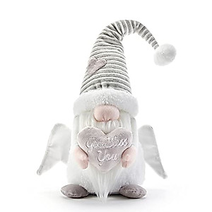 Hug Feel The Love - Angel Gnome - Gnome Gifts, Gnome Blessings, Gray Plush Gnome Home Decor, Swedish Gnome Ornament Tomte, Spiritual Decor, Gift Figurine, 16" Plush Doll - God Bless You