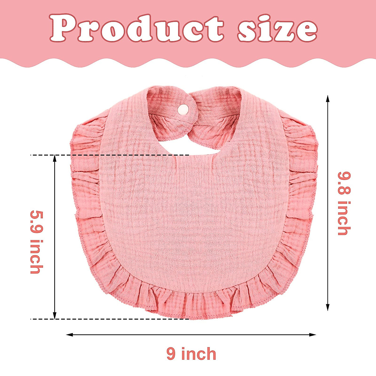 Jiuguva 10 Pack Muslin Baby Bibs Cotton Drool Bandana Bibs Solid Colors Lap Shoulder Newborn Bibs Adjustable Baby Bibs Set for Toddler Infant Unisex Boys Girls Teething Drooling