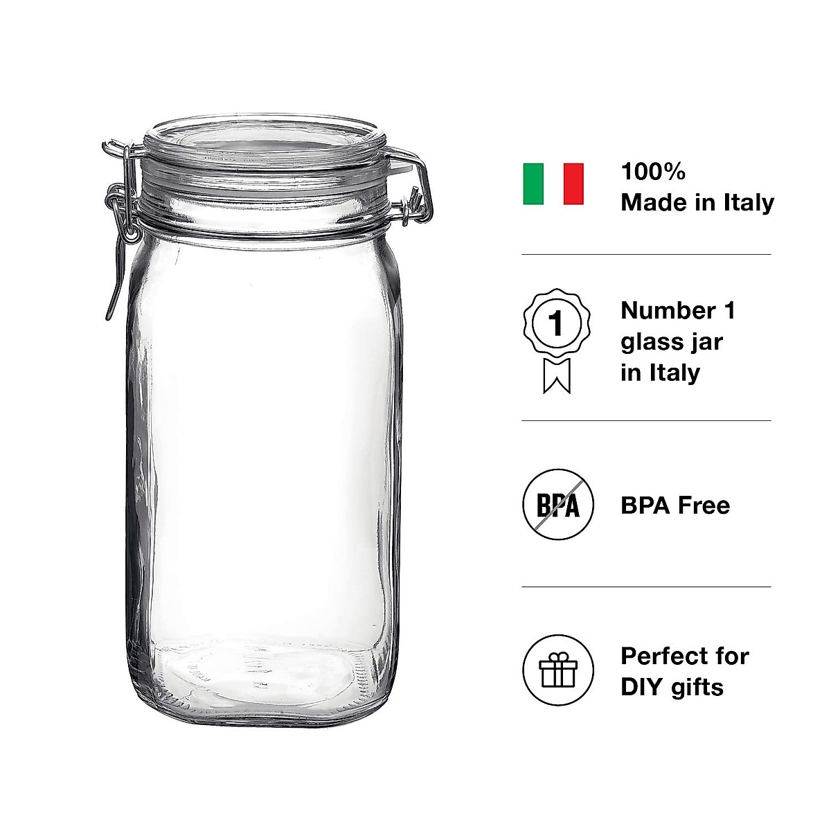 Bormioli Rocco Clear Fido Jar, 50.75 Oz, 50.75 Ounce