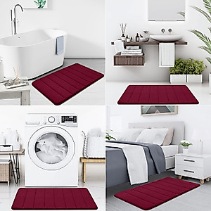 Buganda Memory Foam Bath Mat, 30" x 20", Ultra Soft and Non-Slip Bathroom Rugs, Water Absorbent and Machine Washable Bath Rug for Bathroom, Shower, and Tub, Burgundy
