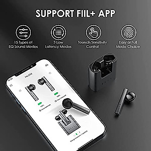 True Wireless Earbuds - FIIL Bluetooth 5.2 TWS Earbuds, True Wireless Headphones with Stereo Microphone, Support FIIL+ APP, Noise Cancelling Earbuds, Waterproof Earbuds for iPhone & Android