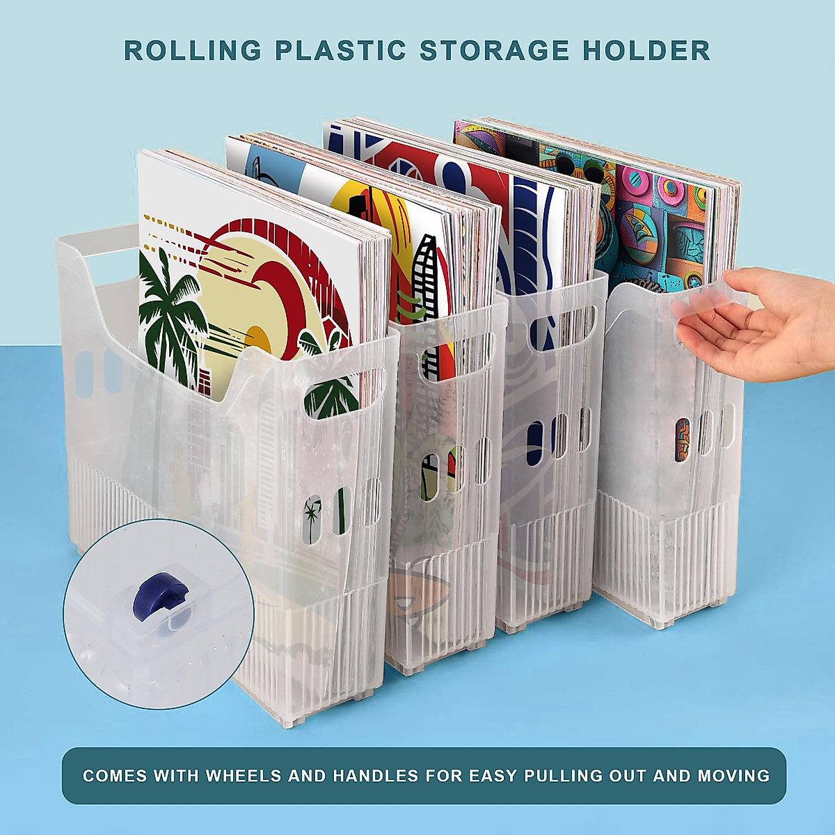 dndsim 4PCS 12x12 Paper Storage, Scrapbook Paper Storage With Wheels, Scrapbook Paper Storage, 12x12 Paper Storage Organizer, for Holding 12" X 12" Papers, Scrapbook, Vinyl Paper, Card Stock