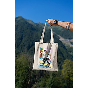 Pop Threads El Borracho Drunk Loteria Card Mexican Latina Graphic Tote Bag for Adults Black 15x15 inches