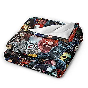 Halloween Horror Movies Throw Blanket Super Soft Flannel Air Conditioning Blanket for Couch Sofa Chair Office Travelling Camping Gift in All Seasons,50×40inch