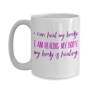 Weightloss Mug- I Can Heal My Body - Large Mantra-Meditation Coffee Cup - Birthday Anniversary Christmas Gift Stocking Stuffer - On diet Husband Wife Friend Boyfriend Girlfriend Men Women