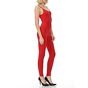 JJJ Women Catsuit Cotton Spaghetti Strapped Yoga Bodysuit Jumpsuit S-Plus (3X Plus, Red)