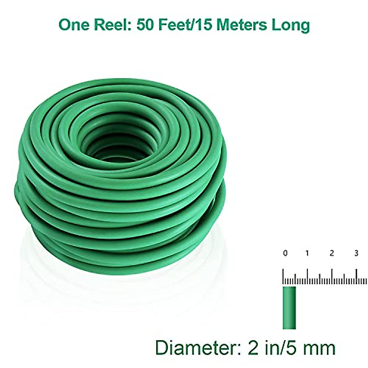 Soft Plant Ties, Garden Ties TPR Flexible Durable Heavy Duty Twist Wire for Twine Tomato Branches Vines and Tying Up Cable Wires (Green) (50 Feet / 15m) 5mm