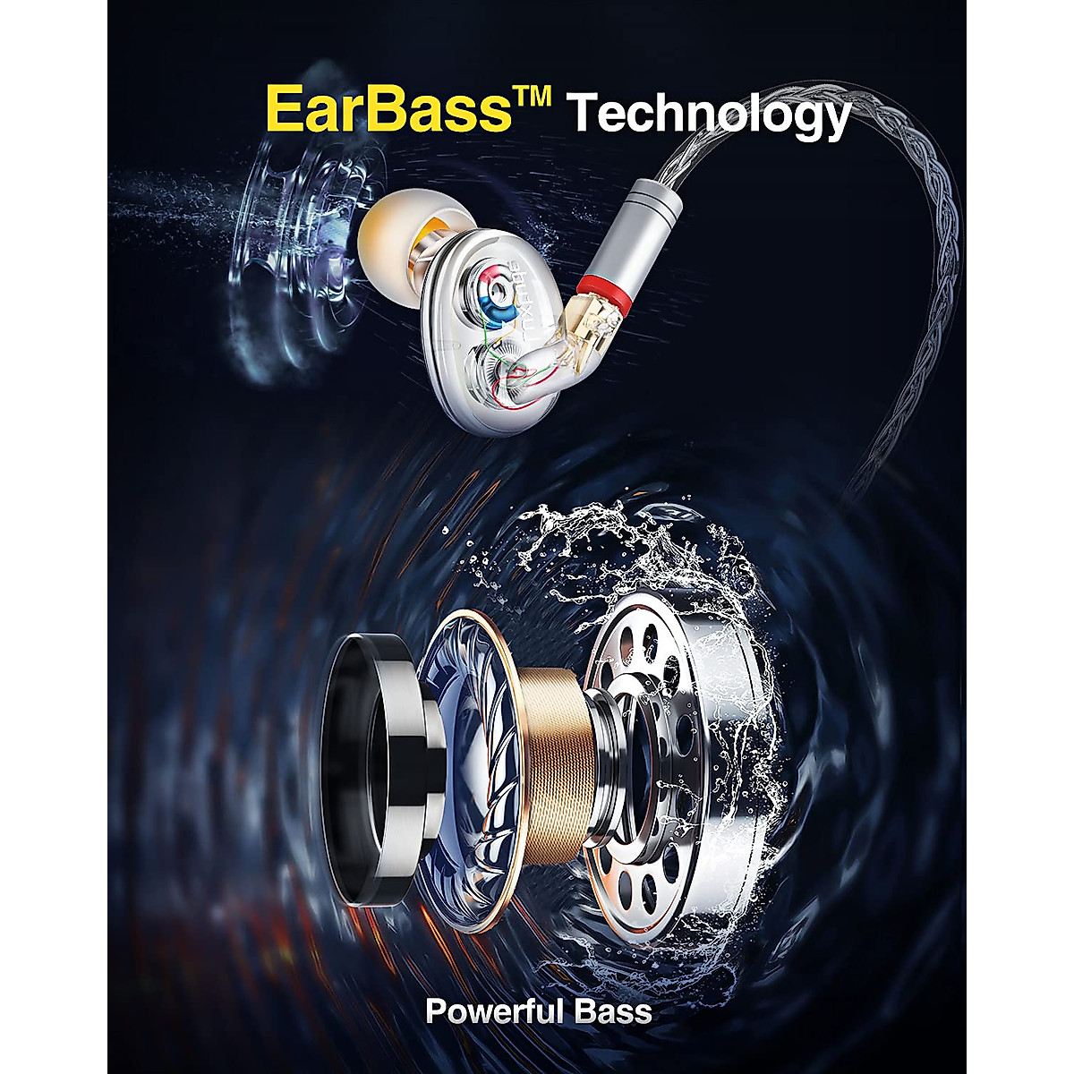 Luxtude CX1 Earphones Wired Earbuds in-Ear Monitor Headphones, Tangle-Free MMCX Corded Noise-Isolating IEM Ear Phones, HiFi Sound DD Bass Driven Sound, Carry Case, Ear Buds Tips (Clear Brown, No Mic)