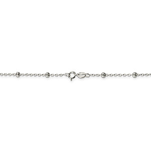 The Black Bow 1.3mm, Sterling Silver Beaded Cable Chain Necklace, 16 Inch