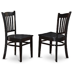 East West Furniture GRC-BLK-W Groton Dining Chairs - Slat Back Wood Seat Kitchen Chairs, Set of 2, Black