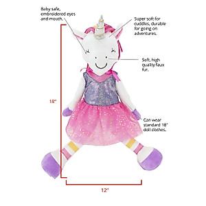PLUSHIBLE BRIDGING MILES WITH SMILES Soft Baby Doll Unicorn - Plush Rag Doll with 2 Clothing Sets, My First Plush for Girls, Babies & Infants, Soft Baby Stuffed Toy - White Or Cream, 18" Unicorn