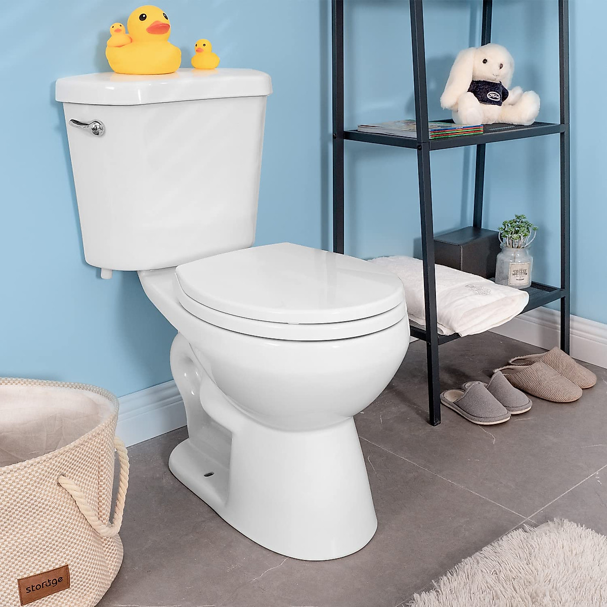 Toilet seat Round, Slow Close, Never Loosen and Easily Remove, Plastic, White