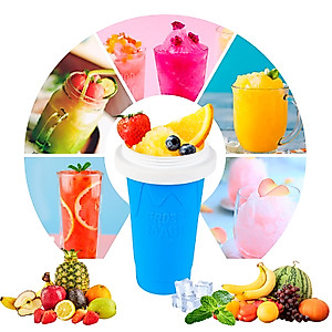Slushie Maker Cup - TIK TOK Quick Frozen Magic Cup, Double Layers Slushie Cup, DIY Homemade Squeeze Icy Cup, Fasting Cooling Make And Serve Slushy Cup For Milk Shake, Smoothies, Slushies - Blue