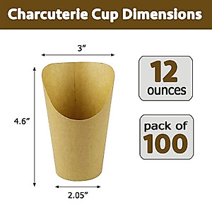 CAMKYDE 100 Pcs French Fries Holder, 12oz Disposable Paper French Fry Cups Charcuterie Cups for all Occasions (12oz)