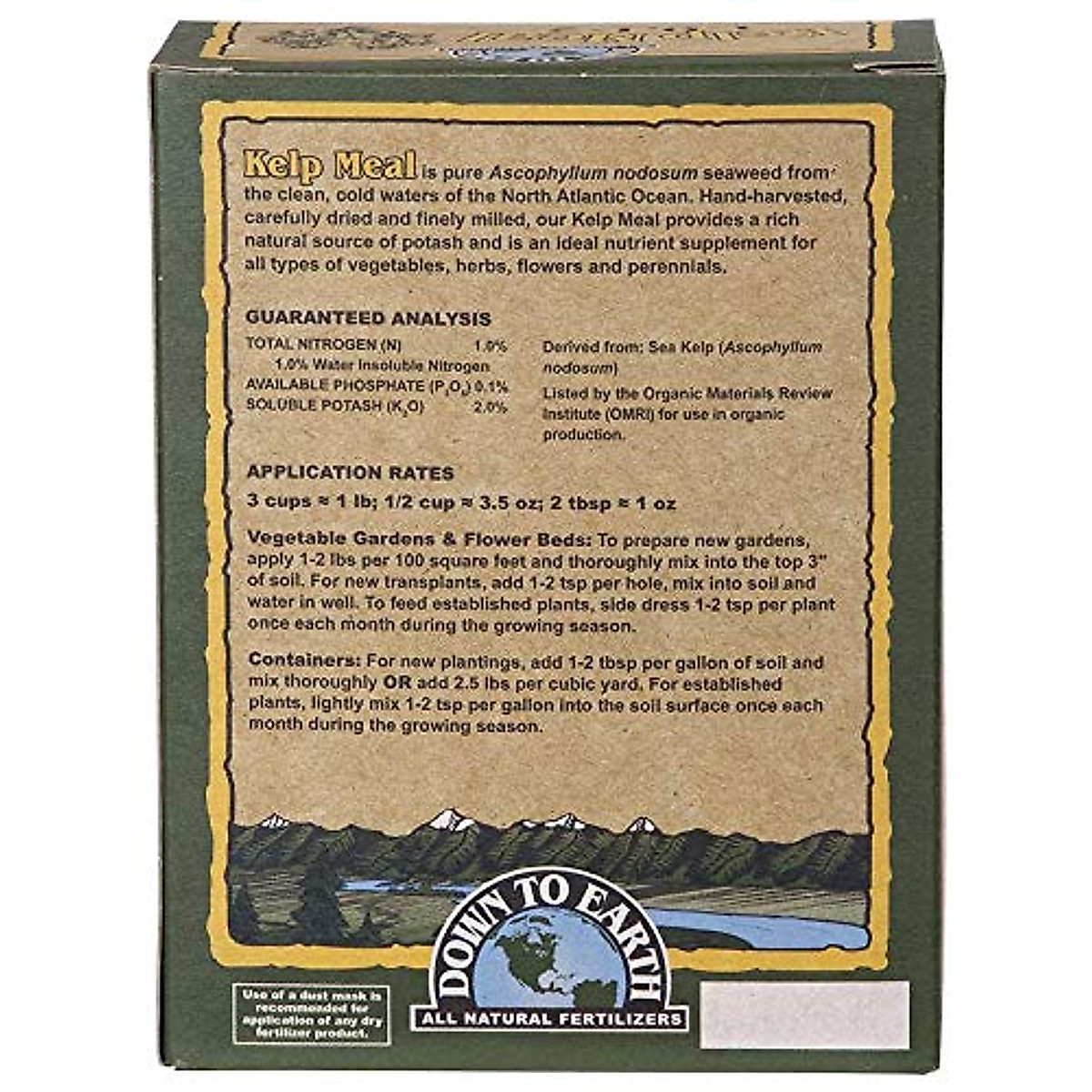 Down to Earth Organic Kelp Meal Fertilizer Mix 1-0.1-2, 0.5 lb