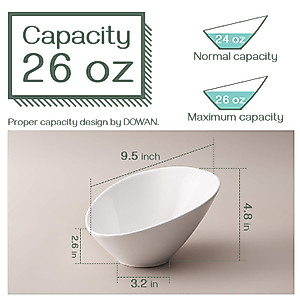 DOWAN 26oz Salad Bowls 2 Pack + 22oz White Cereal Bowls Set of 4