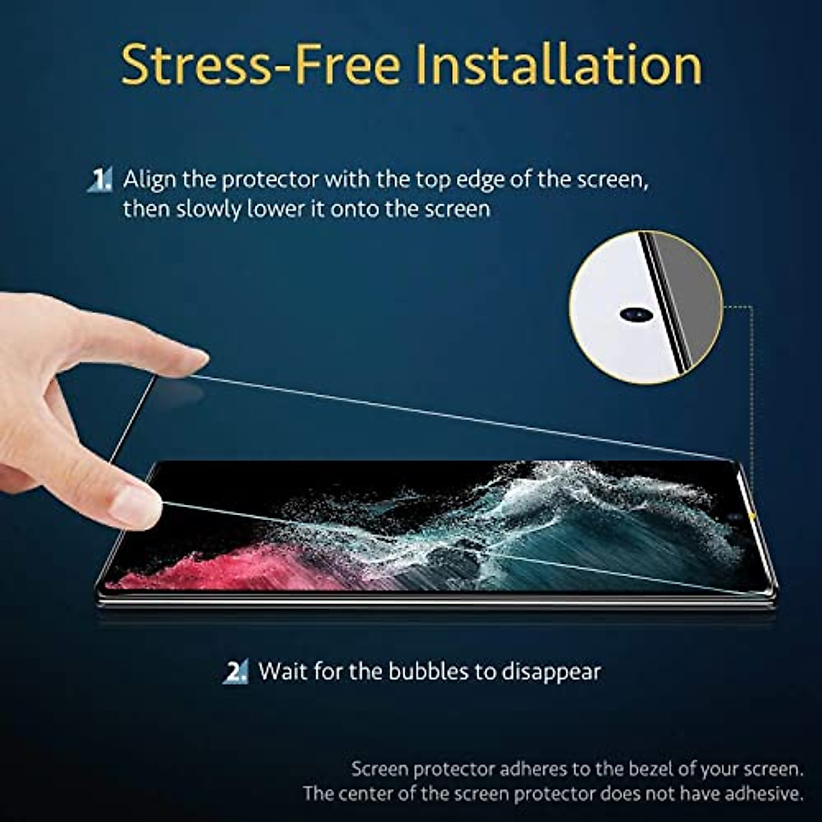 [2+2 Pack] Galaxy S22 Ultra Screen Protector, 9H Tempered Glass, Ultrasonic Fingerprint Support, 3D Curved, HD Clear Scratch Resistant for Samsung Galaxy S22 Ultra 5G Glass Screen Protector