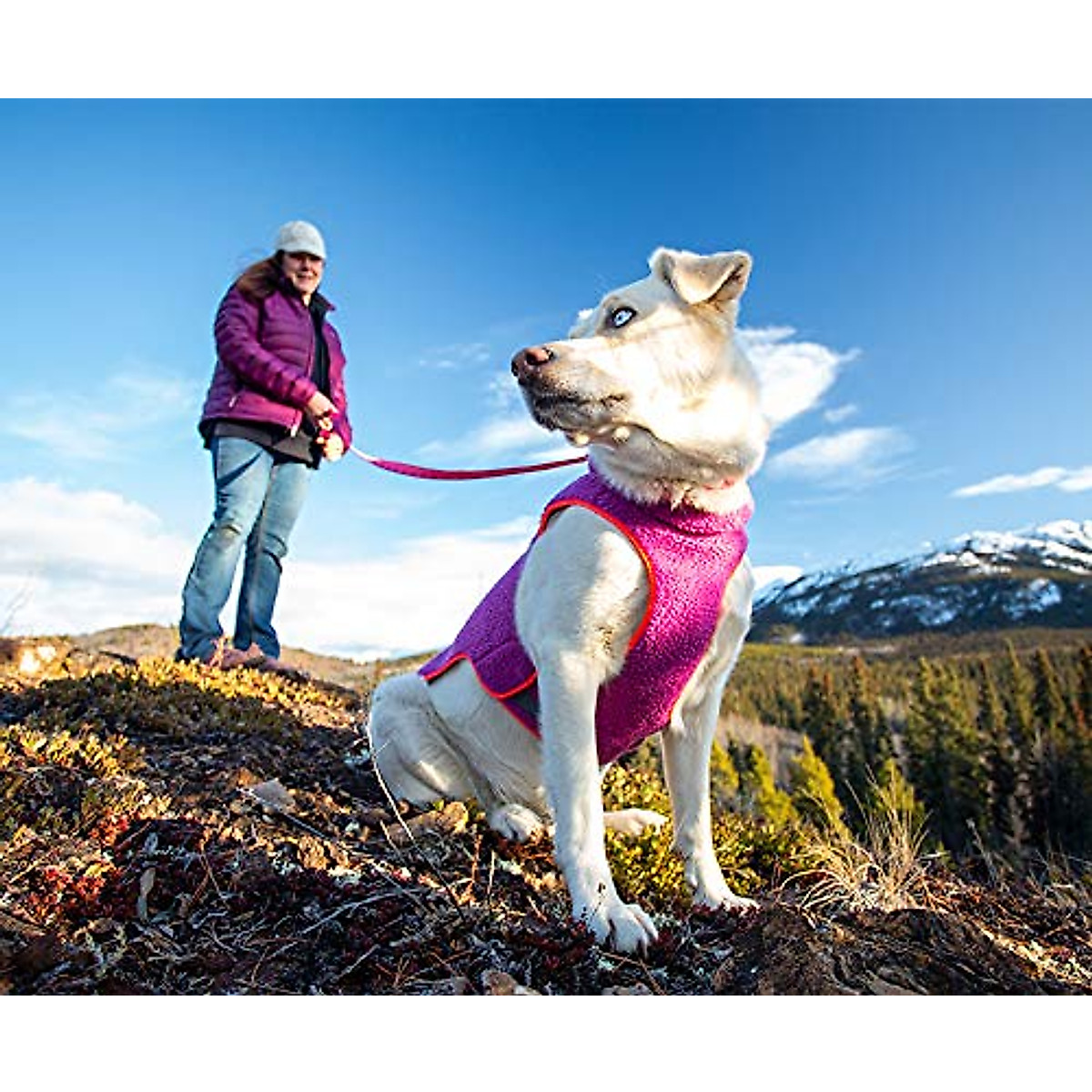 RC Pet Products Tundra Fleece Dog Coat, Cold Weather Dog Jacket, Size 14, Mulberry/Hot Coral