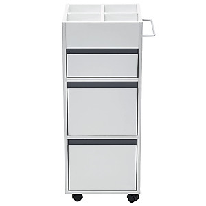 BarberPub Salon Trolley with Drawers Barber Cart Storage Cabinet Beauty Organizer Spa Equipment 2039 (White)