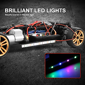 GoolRC RC Drift Car, 1:18 Scale Remote Control Car, 2.4GHz 4WD 30KM/H High Speed RC Racing Car with LED Light Strip and 2 Batteries for Adults and Kids