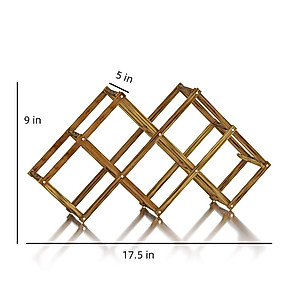 SHUNNAN Wine Rack,Wine Storage Racks Countertop,Foldable Tabletop Free Standing Wine Bottle Stand Holder,6 Bottle Wooden Wine Racks,Display Shelf for Home Kitchen Bar Cabinets(6 Bottle)