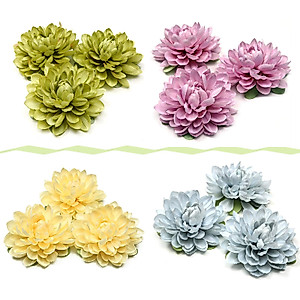 Dreamm 8 Pack Artificial Chrysanthemum Flowers Fake Silk Multicolor Dahlia Flower Head for DIY Wedding Bouquets Centerpieces Arrangements for Home Garden Party Decoration