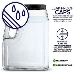 Stock Your Home Wide Mouth Gallon Jugs (2 Pack) - 128 Ounce Rectangular Oblong Gallon Container - Clear Plastic Jugs with Handle for Home, Commercial or Restaurant Use
